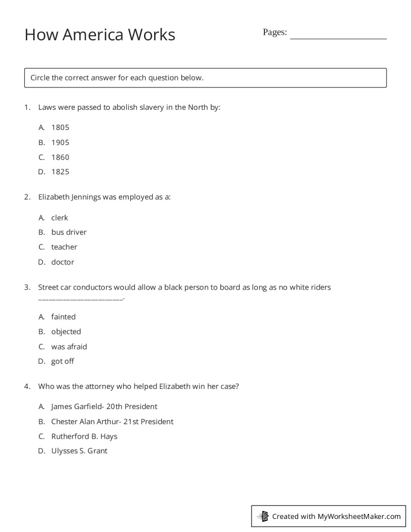 How America Works - My Worksheet Maker: Create Your Own Worksheets