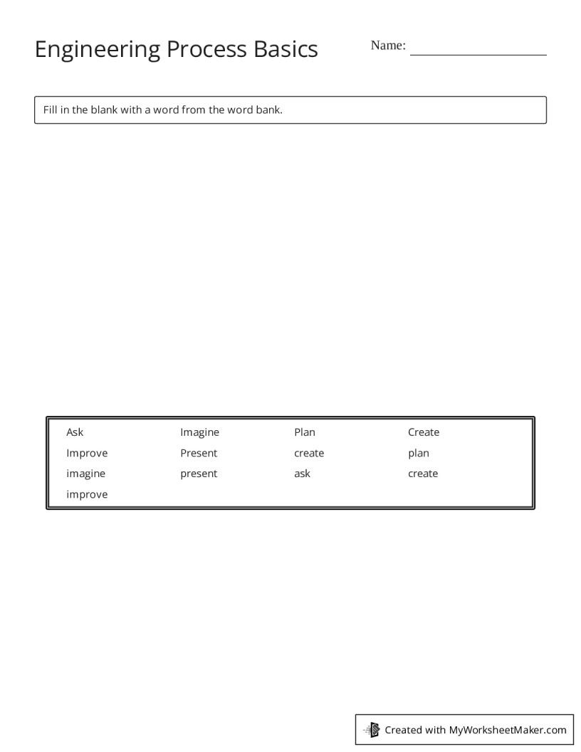 Engineering Process Basics - My Worksheet Maker: Create Your Own Worksheets