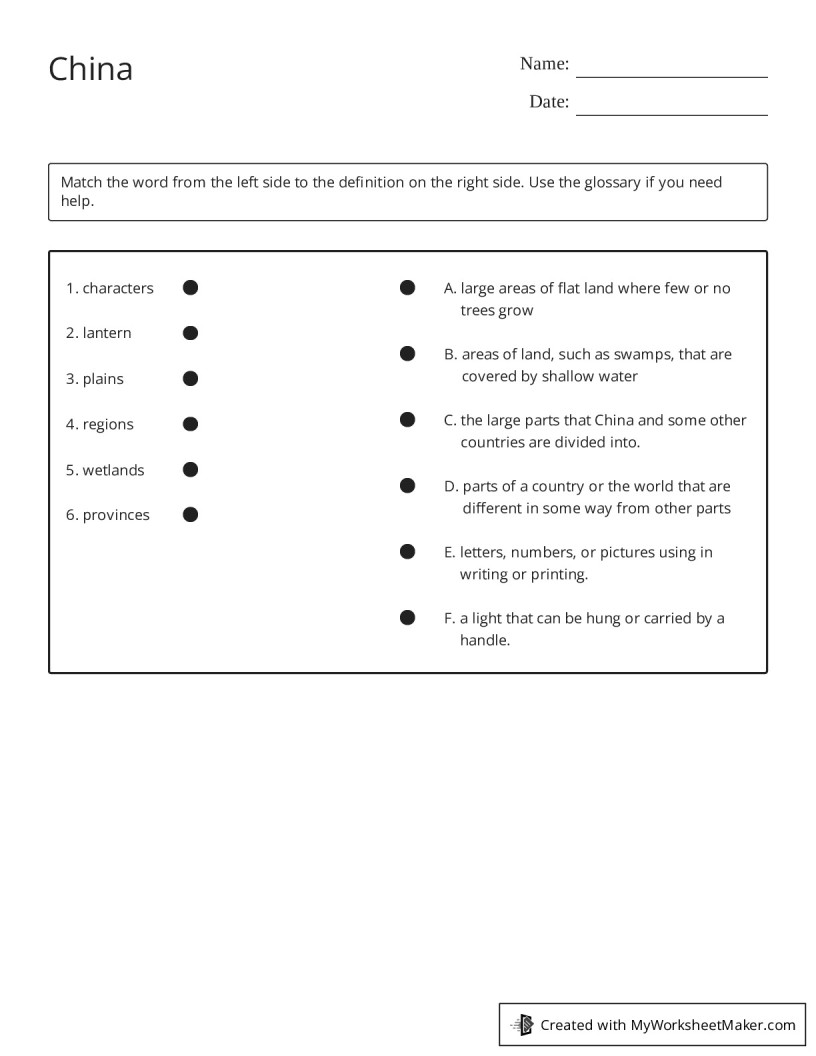 China - My Worksheet Maker: Create Your Own Worksheets