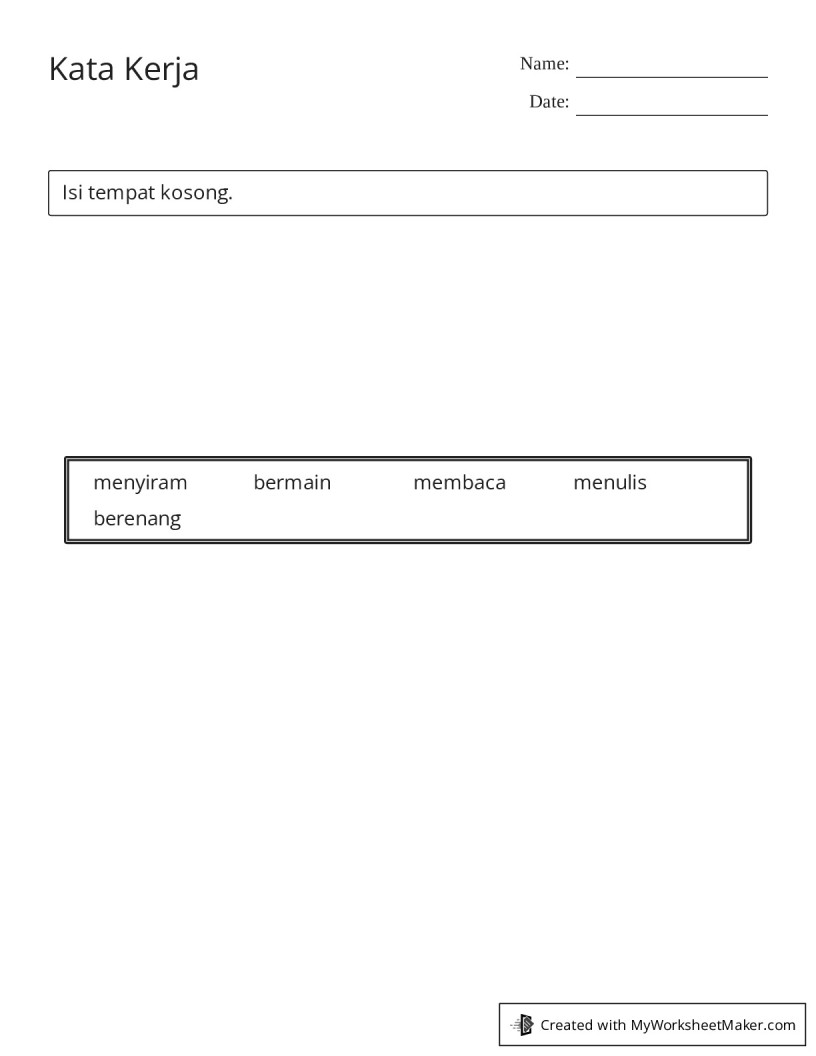 Kata Kerja - My Worksheet Maker: Create Your Own Worksheets