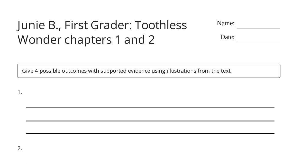 Junie B., First Grader: Toothless Wonder chapters 1 and 2 - My ...