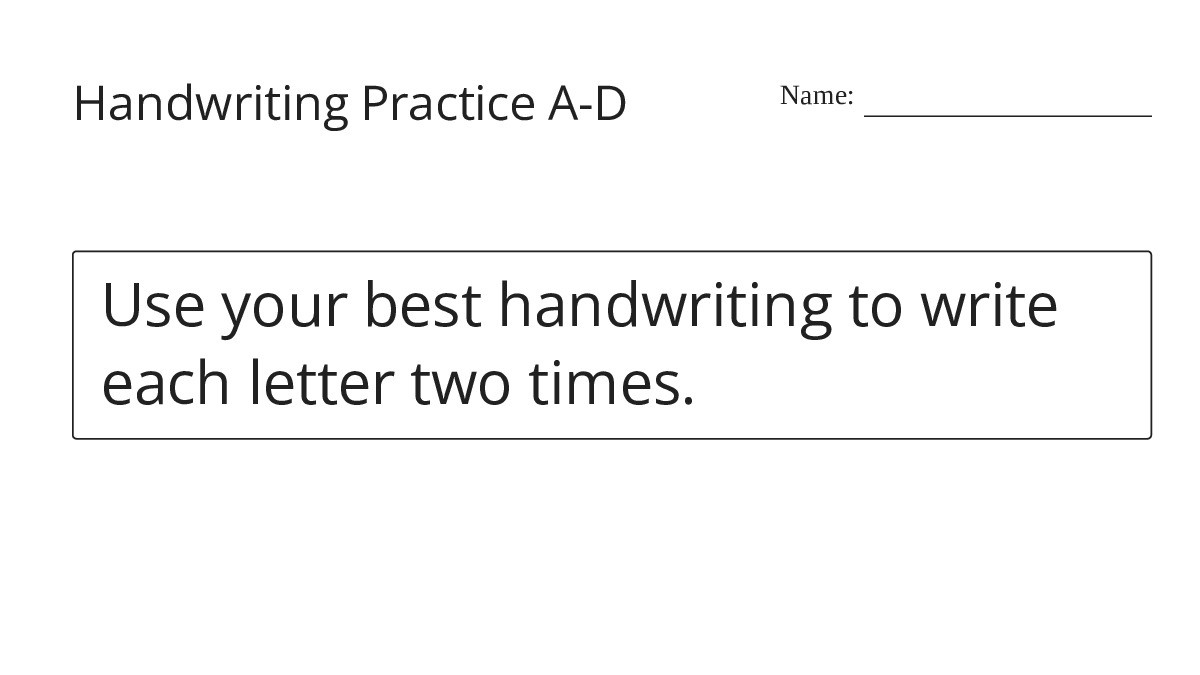 Handwriting Practice A-D - My Worksheet Maker: Create Your Own Worksheets
