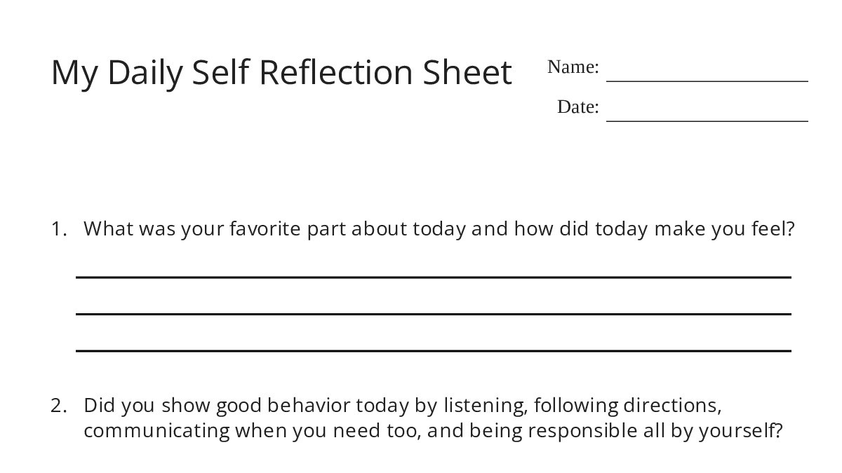 My Daily Self Reflection Sheet - My Worksheet Maker: Create Your Own ...