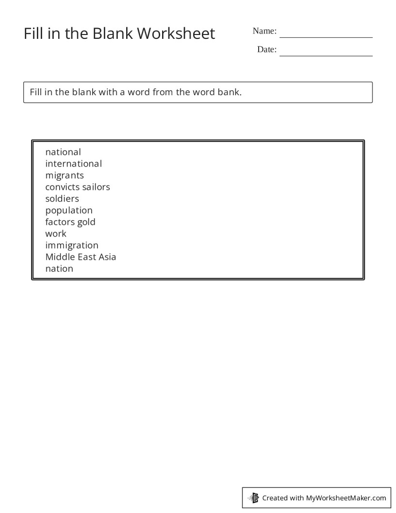 Fill in the Blank Worksheet - My Worksheet Maker: Create Your Own ...