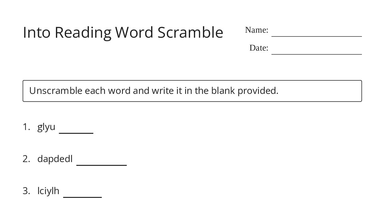 Into Reading Word Scramble - My Worksheet Maker: Create Your Own Worksheets