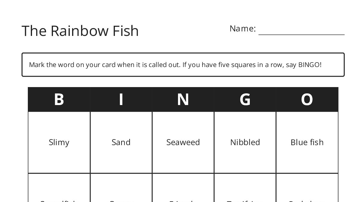 The Rainbow Fish - My Bingo Maker: Create Your Own Bingo Cards