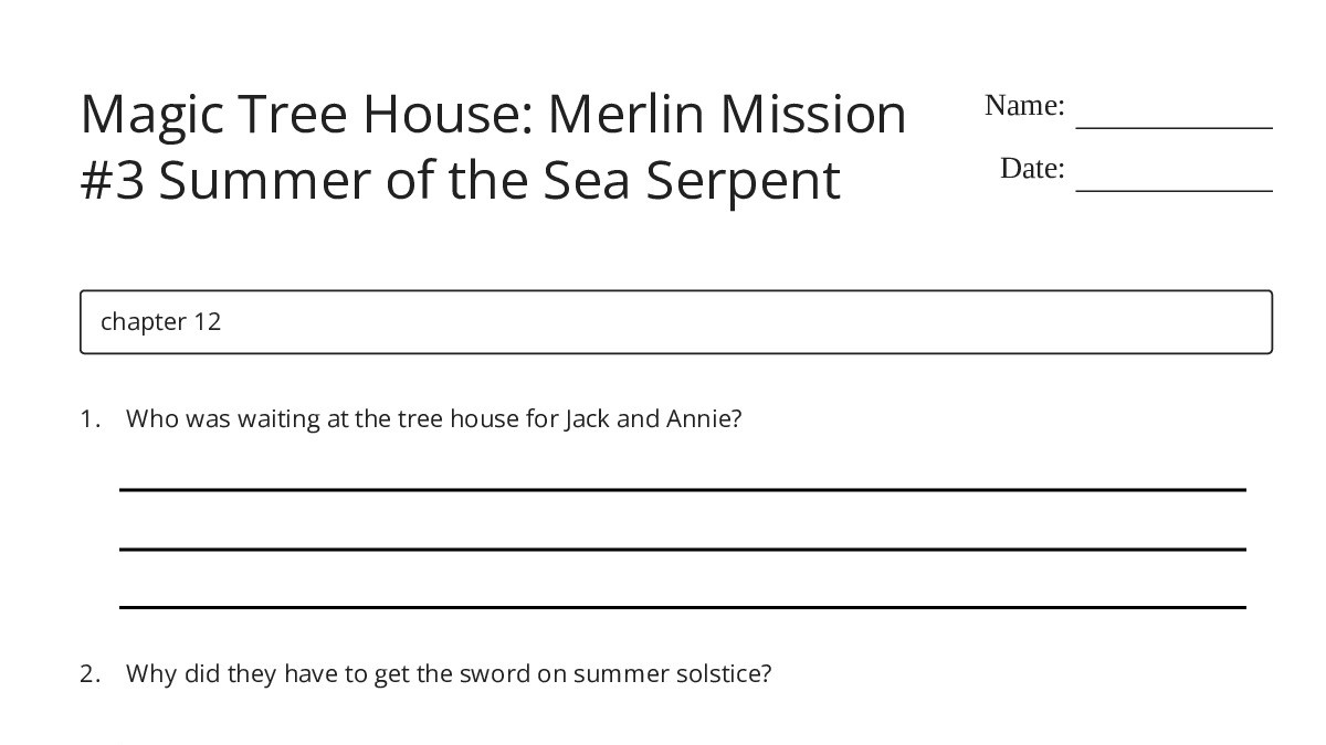 Magic Tree House: Merlin Mission #3 Summer of the Sea Serpent - My ...