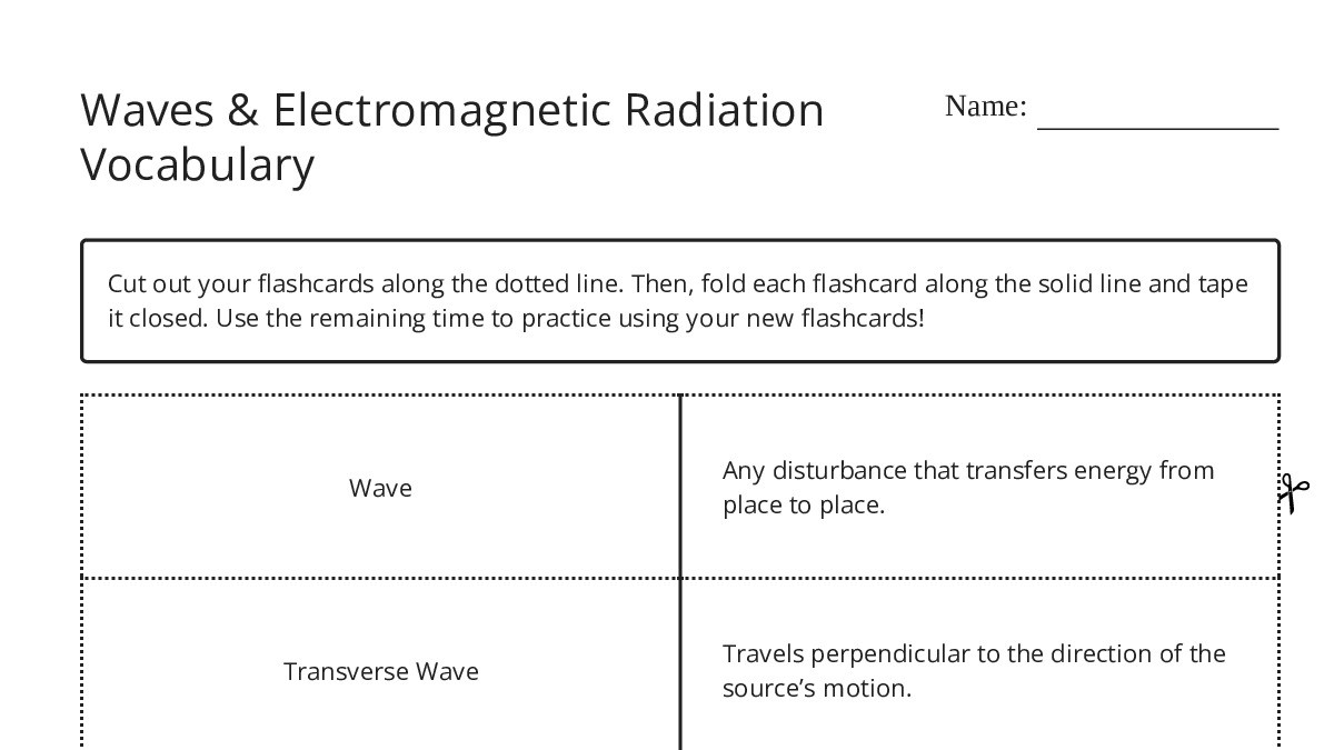 Waves & Electromagnetic Radiation Vocabulary - My Flashcard Maker ...