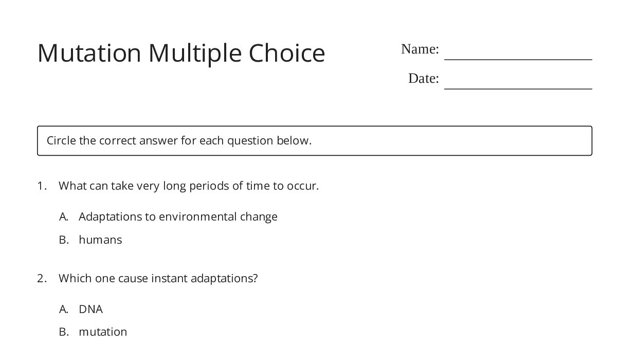 Mutation Multiple Choice - My Worksheet Maker: Create Your Own Worksheets