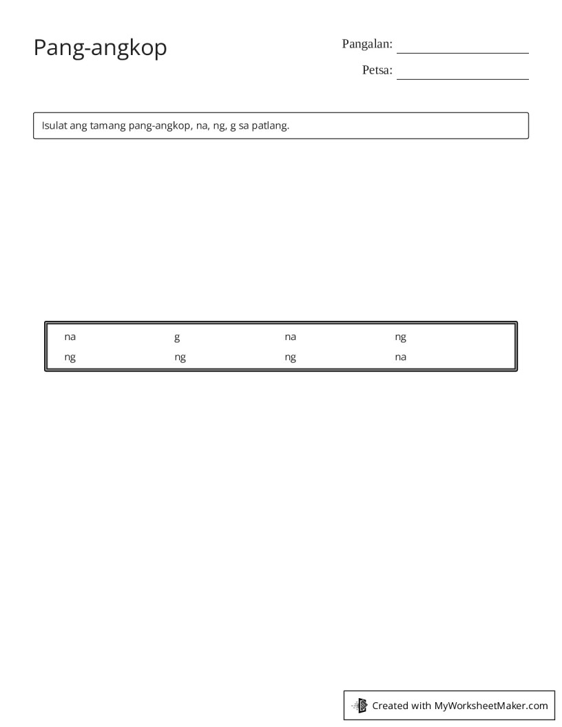 Pang-angkop - My Worksheet Maker: Create Your Own Worksheets