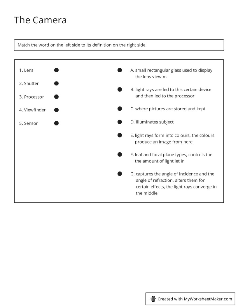 The Camera - My Worksheet Maker: Create Your Own Worksheets