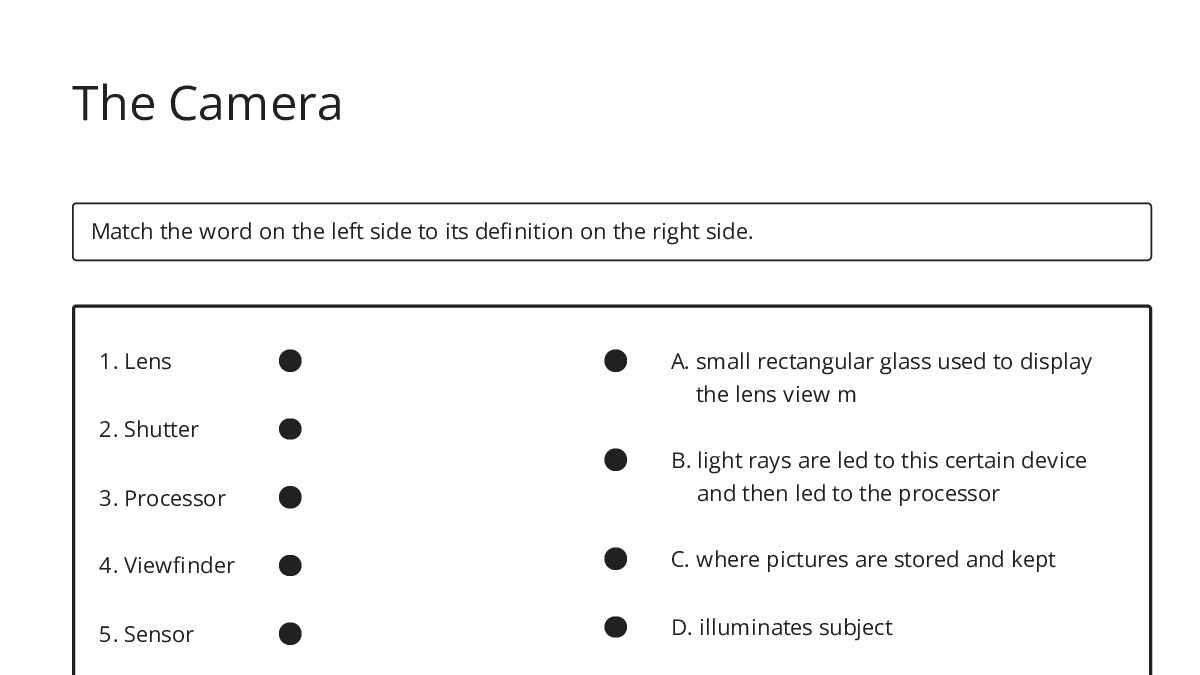 The Camera - My Worksheet Maker: Create Your Own Worksheets