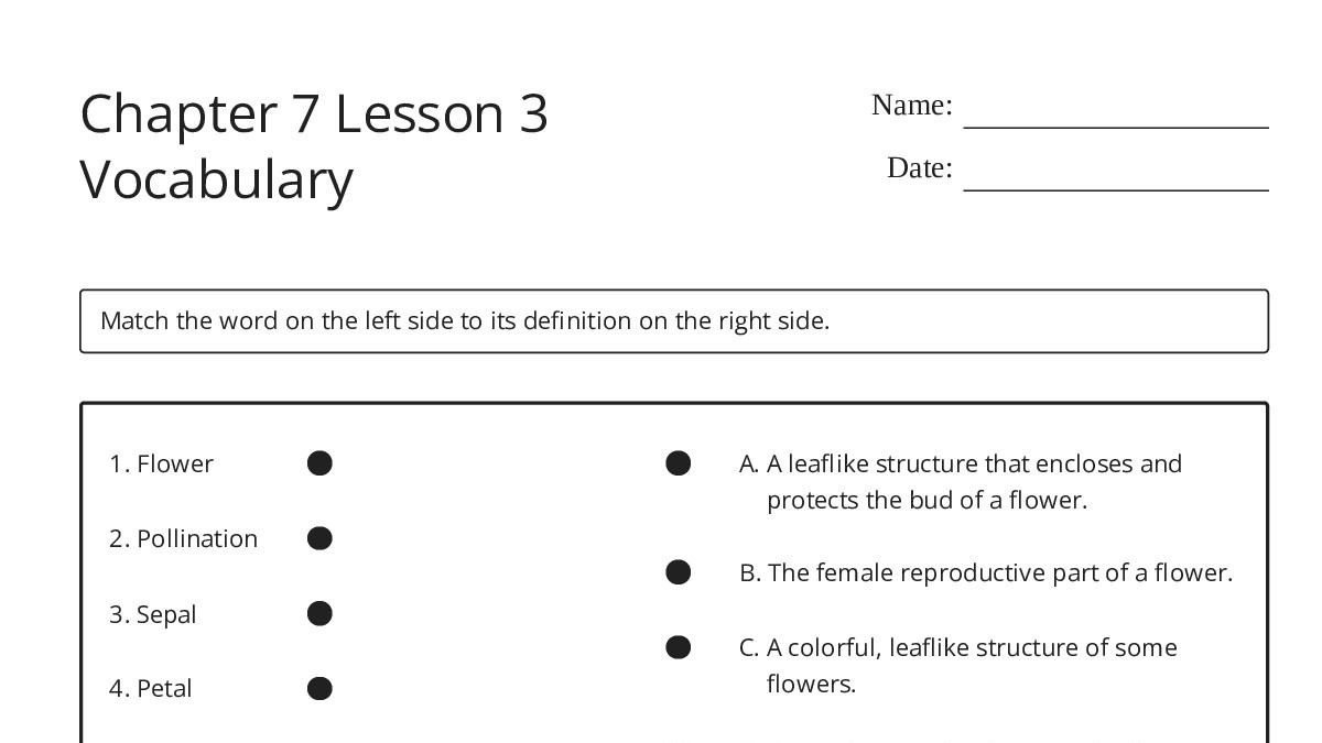 Chapter 7 Lesson 3 Vocabulary - My Worksheet Maker: Create Your Own ...