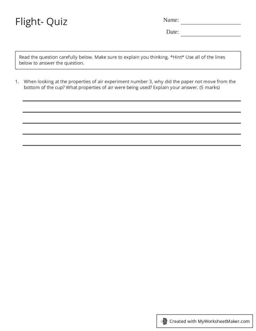 Flight- Quiz - My Worksheet Maker: Create Your Own Worksheets