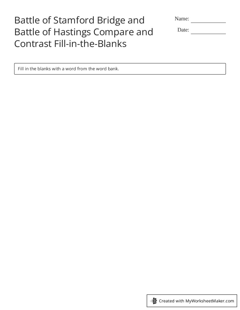 Battle of Stamford Bridge and Battle of Hastings Compare and Contrast ...