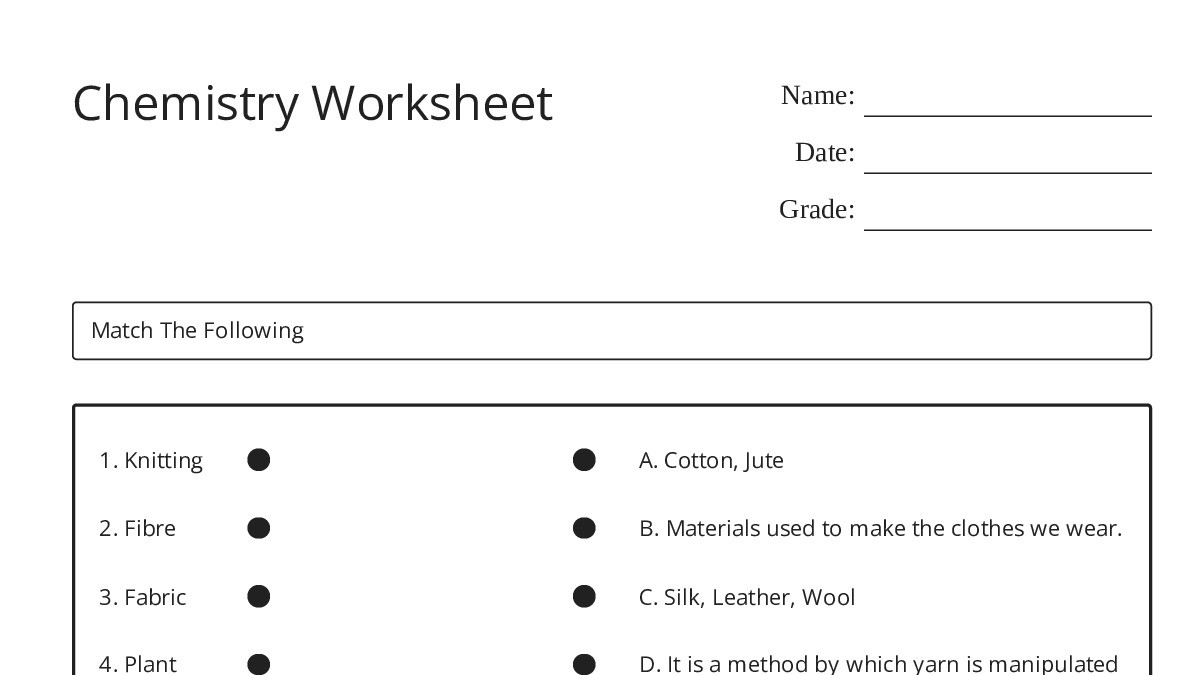 Chemistry Worksheet - My Worksheet Maker: Create Your Own Worksheets
