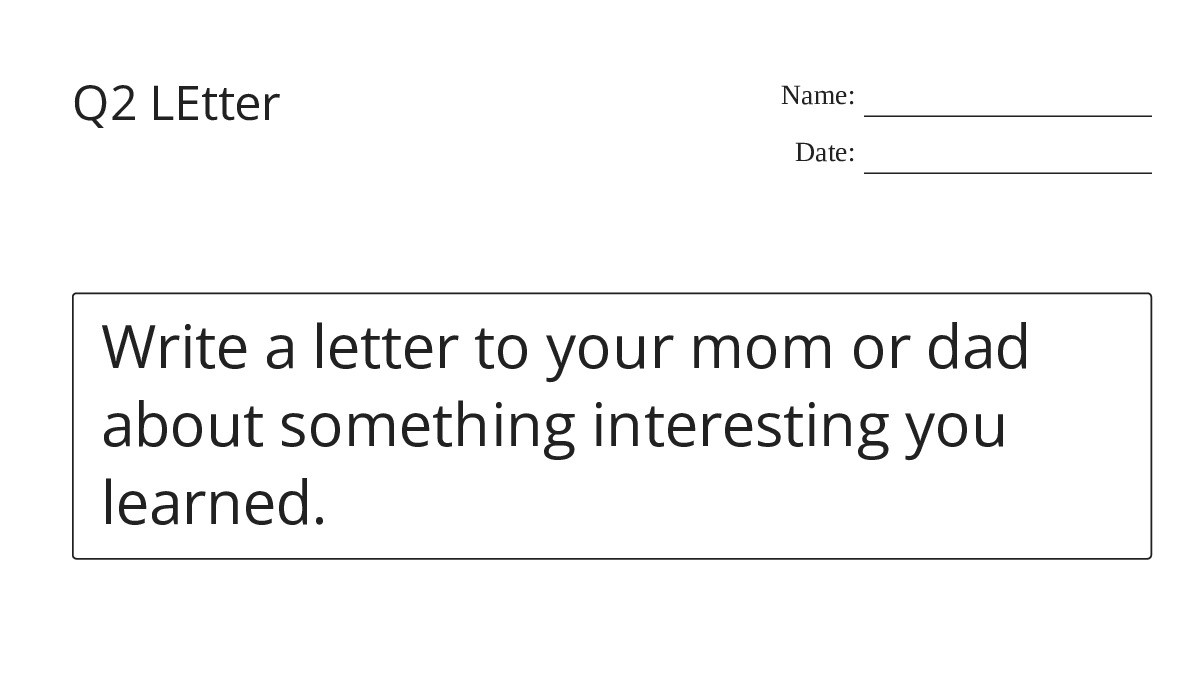 Q2 LEtter - My Worksheet Maker: Create Your Own Worksheets