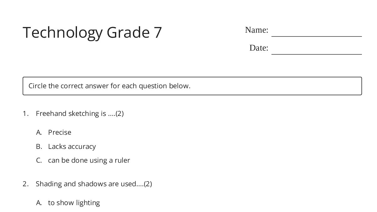 Technology Grade 7 - My Worksheet Maker: Create Your Own Worksheets