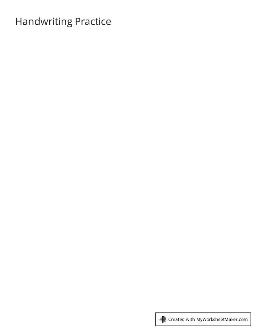 Handwriting Practice - My Worksheet Maker: Create Your Own Worksheets