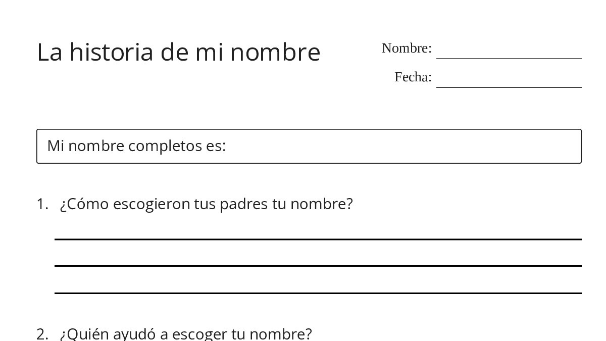 La historia de mi nombre - My Worksheet Maker: Create Your Own Worksheets