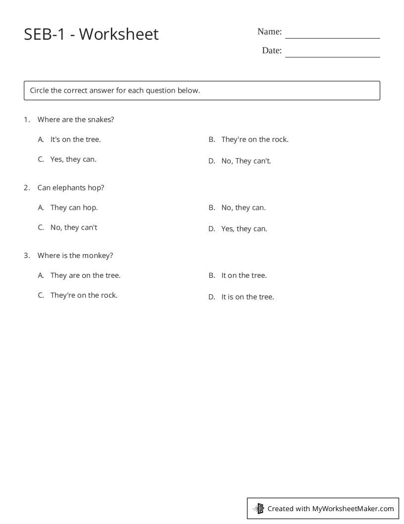 SEB-1 - Worksheet - My Worksheet Maker: Create Your Own Worksheets