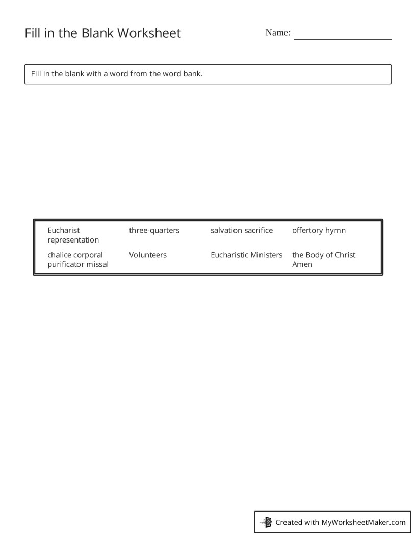 Fill in the Blank Worksheet - My Worksheet Maker: Create Your Own ...