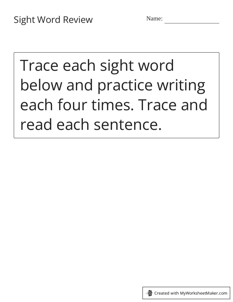 Sight Word Review - My Worksheet Maker: Create Your Own Worksheets