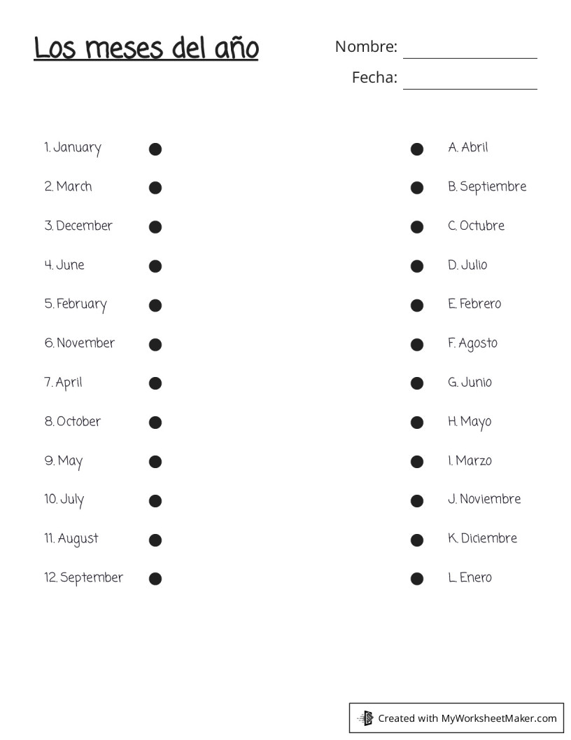 Los meses del año - My Worksheet Maker: Create Your Own Worksheets