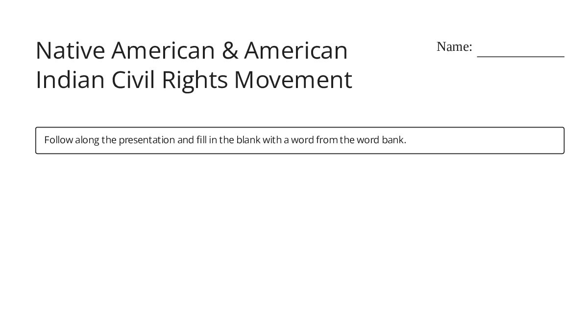 Native American & American Indian Civil Rights Movement - My Worksheet ...