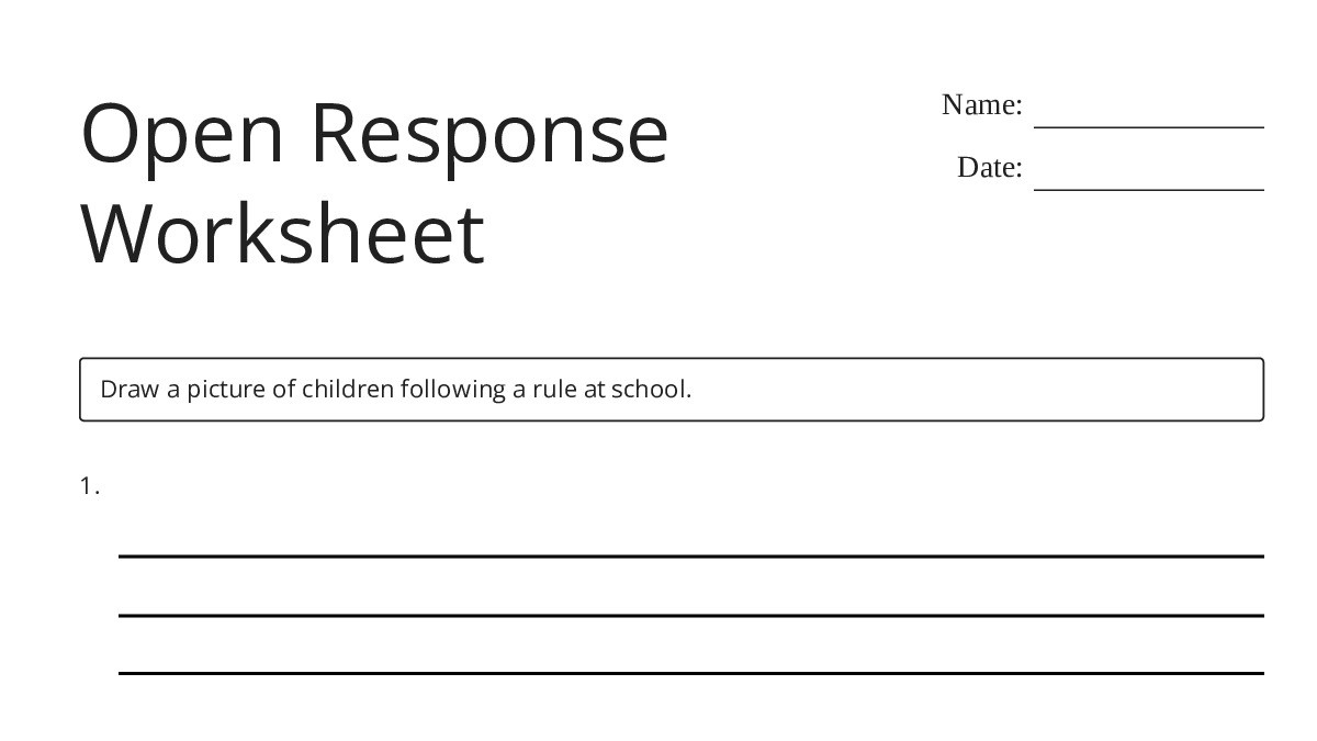 Open Response Worksheet - My Worksheet Maker: Create Your Own Worksheets