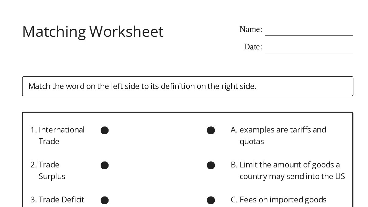 Matching Worksheet - My Worksheet Maker: Create Your Own Worksheets