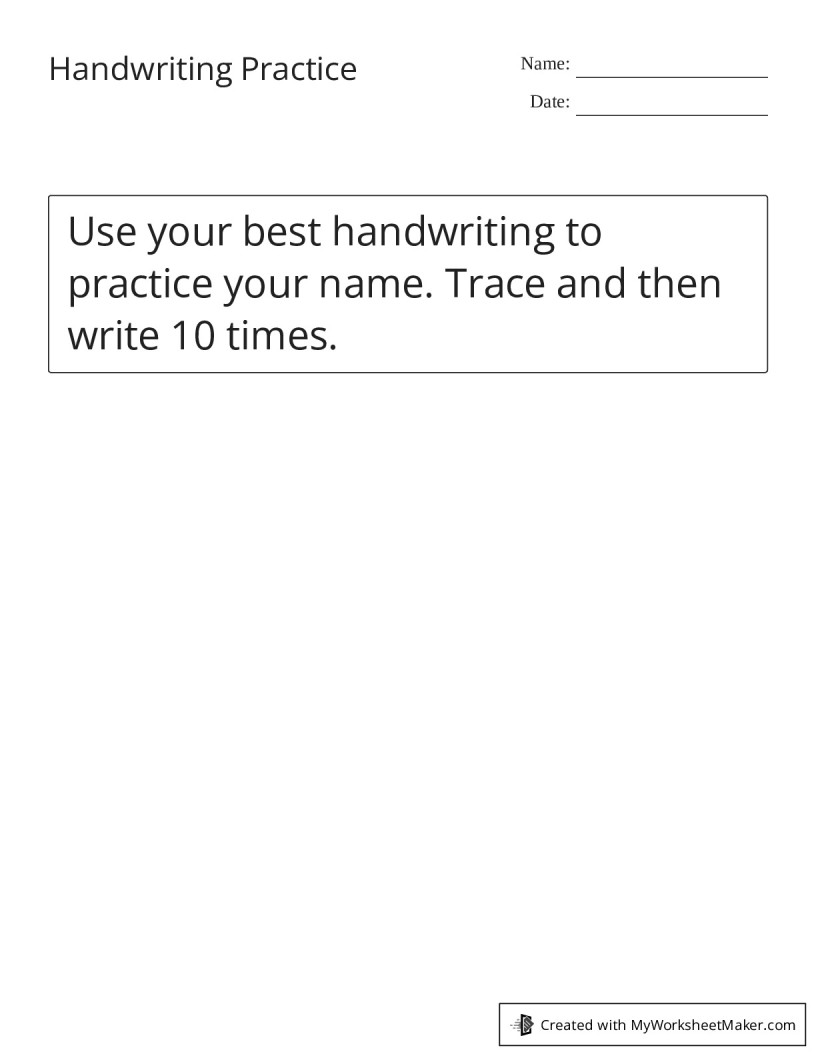 Handwriting Practice - My Worksheet Maker: Create Your Own Worksheets