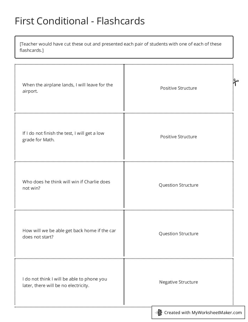 First Conditional - Flashcards - My Flashcard Maker: Create Your Own ...