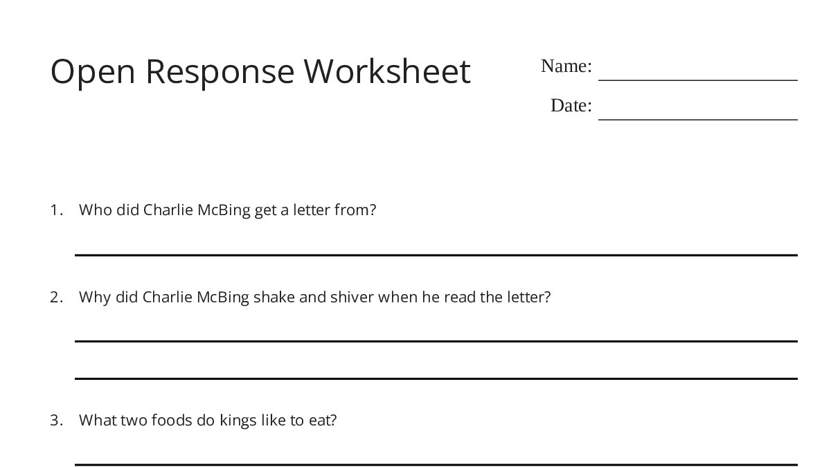 Open Response Worksheet - My Worksheet Maker: Create Your Own Worksheets