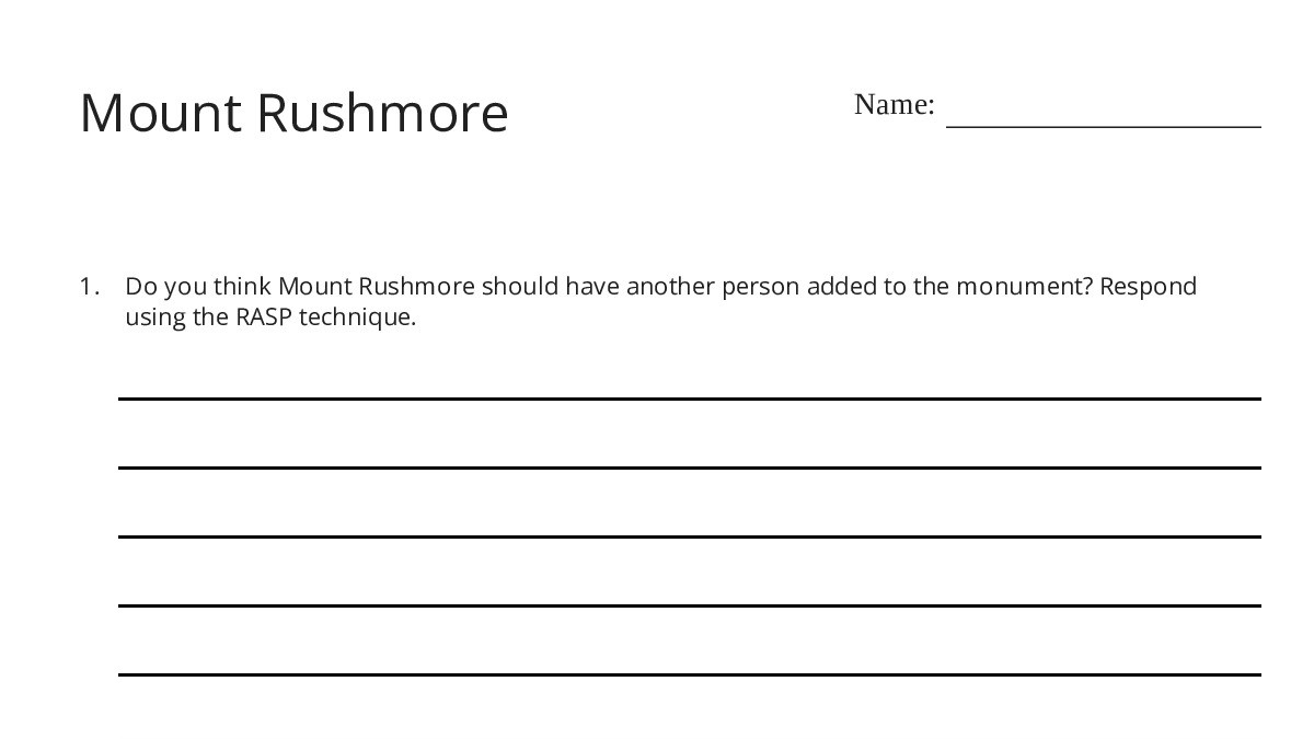 Mount Rushmore - My Worksheet Maker: Create Your Own Worksheets