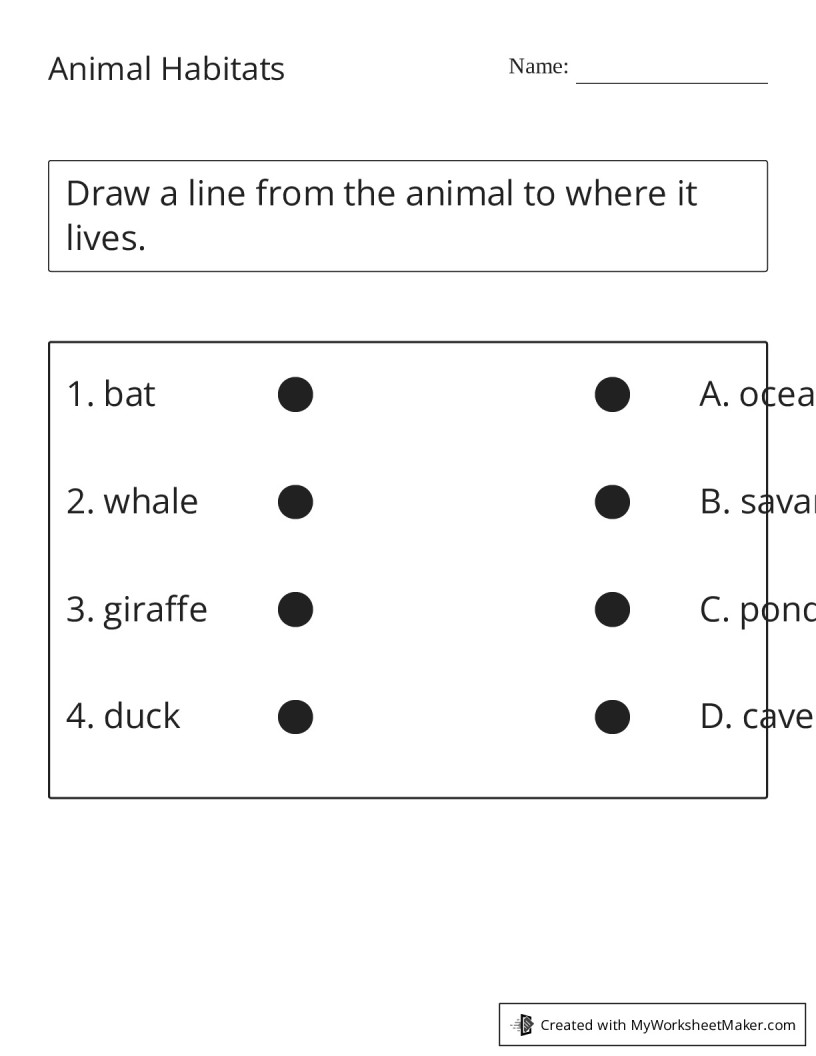 Animal Habitats - My Worksheet Maker: Create Your Own Worksheets