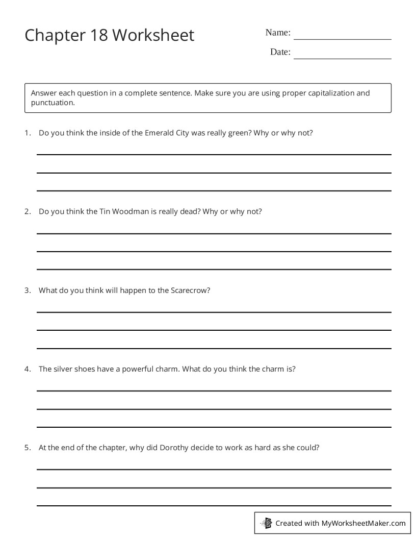 Chapter 18 Worksheet - My Worksheet Maker: Create Your Own Worksheets