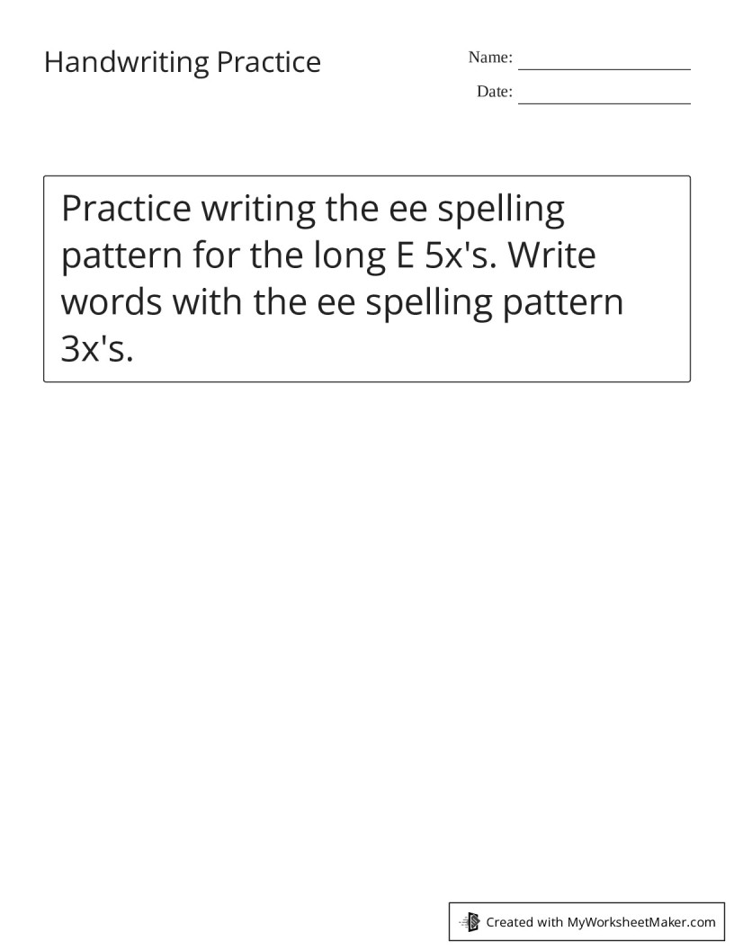 Handwriting Practice - My Worksheet Maker: Create Your Own Worksheets