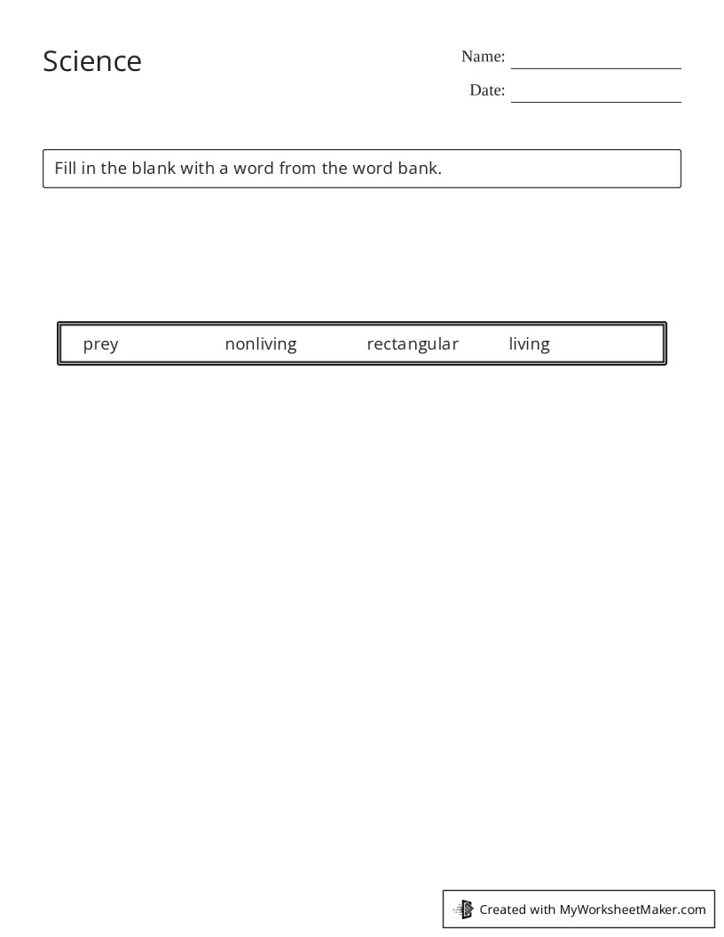 Science - My Worksheet Maker: Create Your Own Worksheets