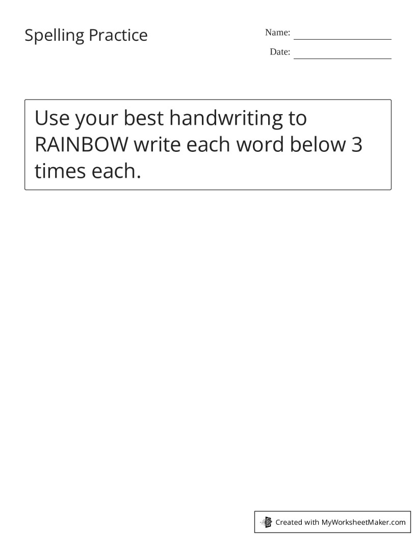 Spelling Practice - My Worksheet Maker: Create Your Own Worksheets