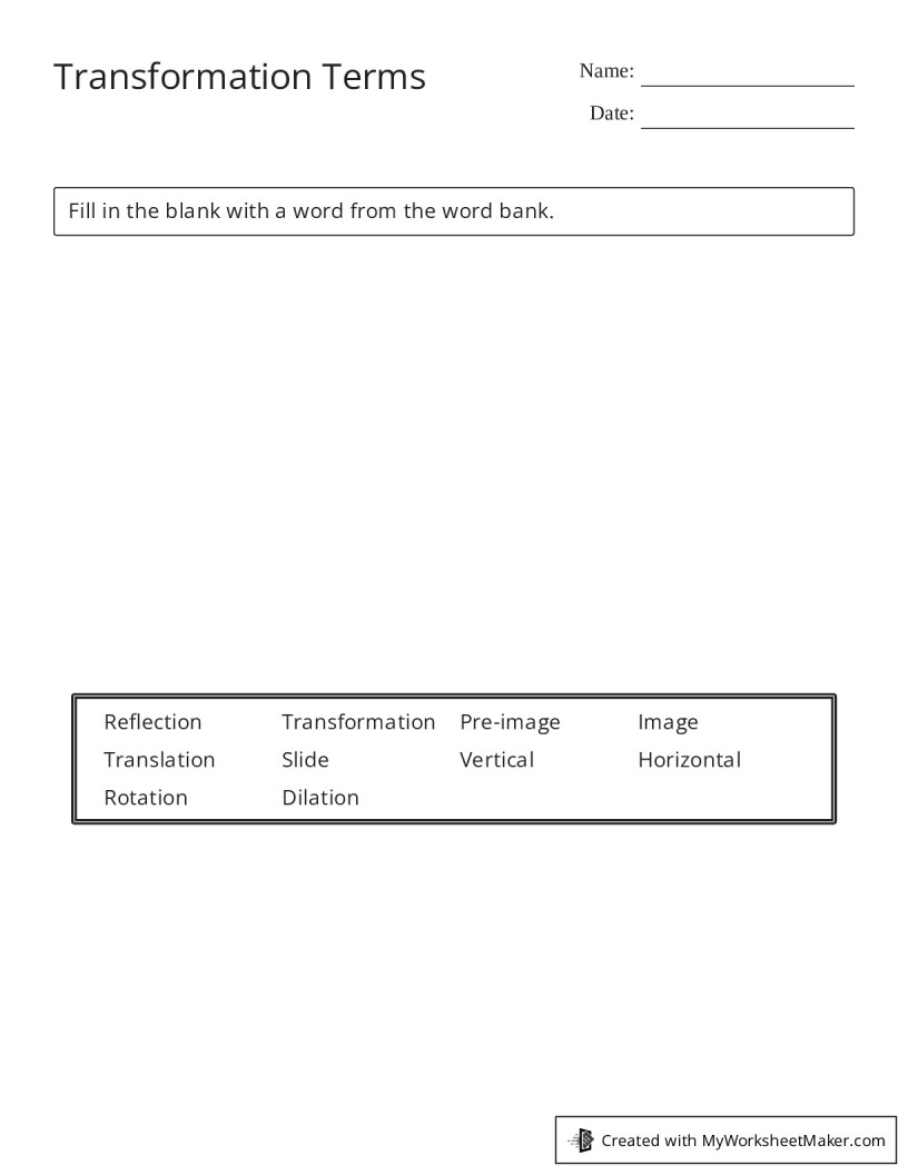 Transformation Terms - My Worksheet Maker: Create Your Own Worksheets