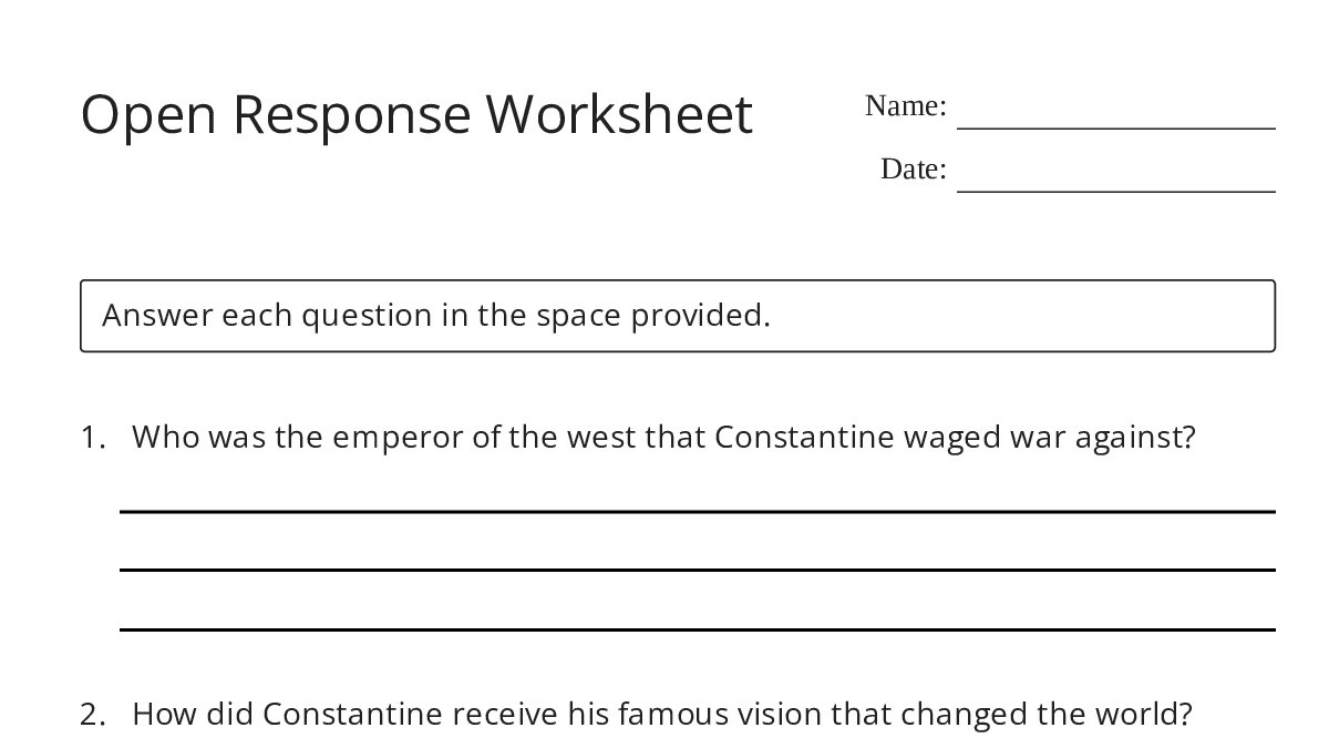 Open Response Worksheet - My Worksheet Maker: Create Your Own Worksheets