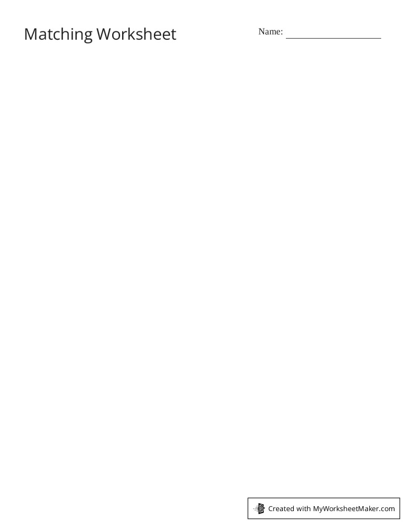 Matching Worksheet - My Worksheet Maker: Create Your Own Worksheets