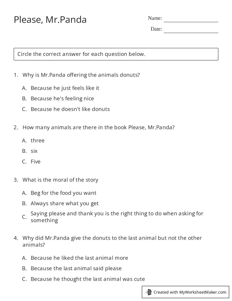 Please, Mr.Panda - My Worksheet Maker: Create Your Own Worksheets