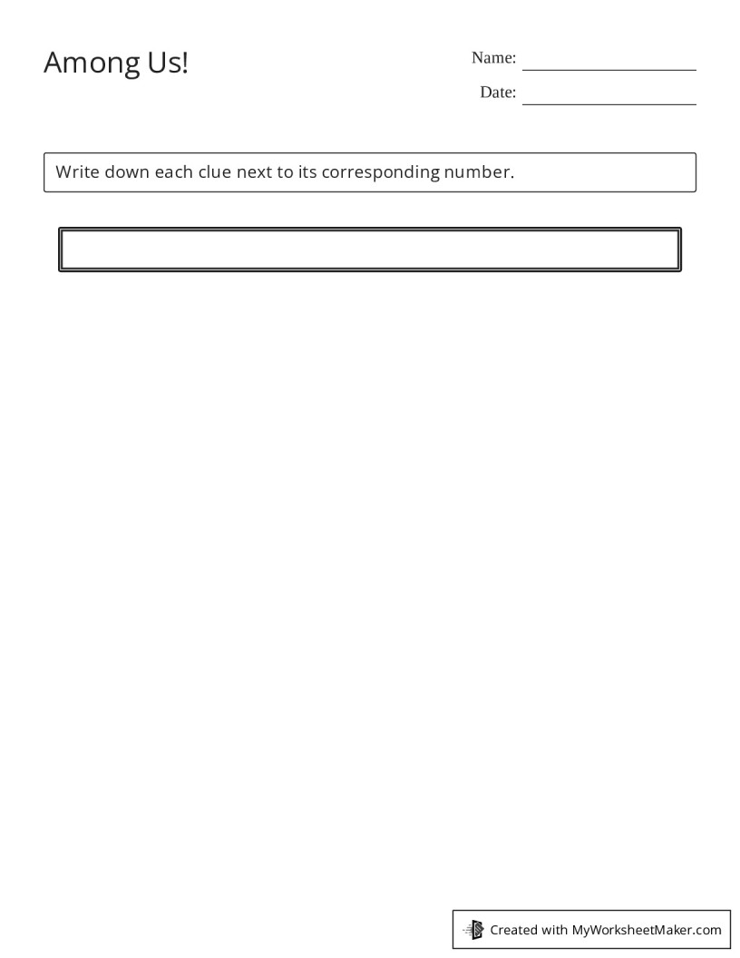 Among Us! - My Worksheet Maker: Create Your Own Worksheets