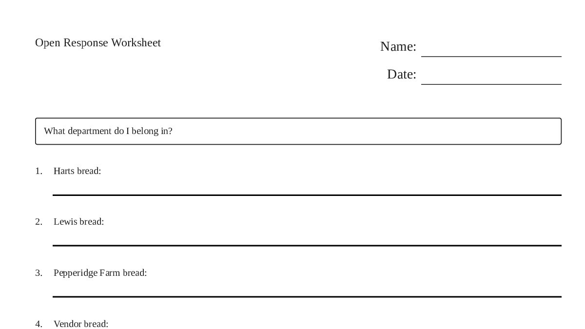 Open Response Worksheet - My Worksheet Maker: Create Your Own Worksheets