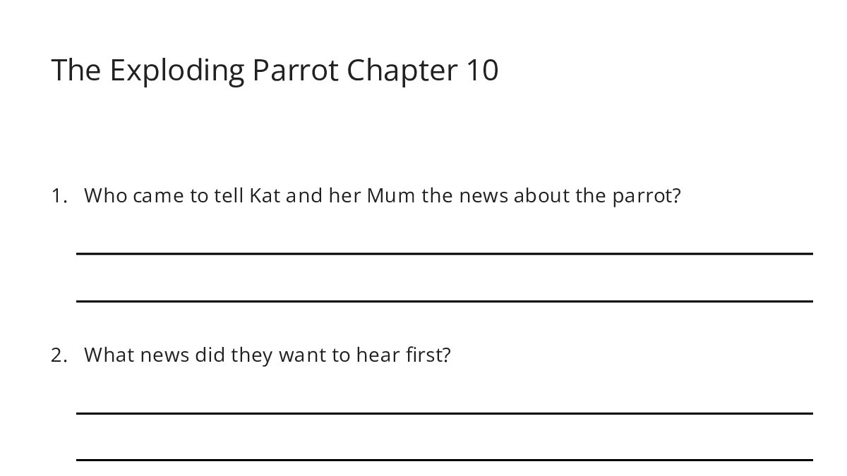 The Exploding Parrot Chapter 10 - My Worksheet Maker: Create Your Own ...