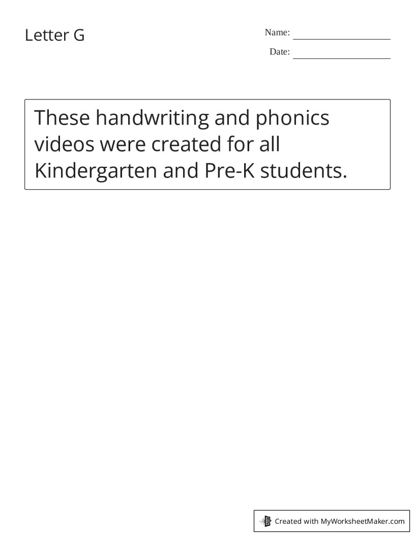 Letter G - My Worksheet Maker: Create Your Own Worksheets
