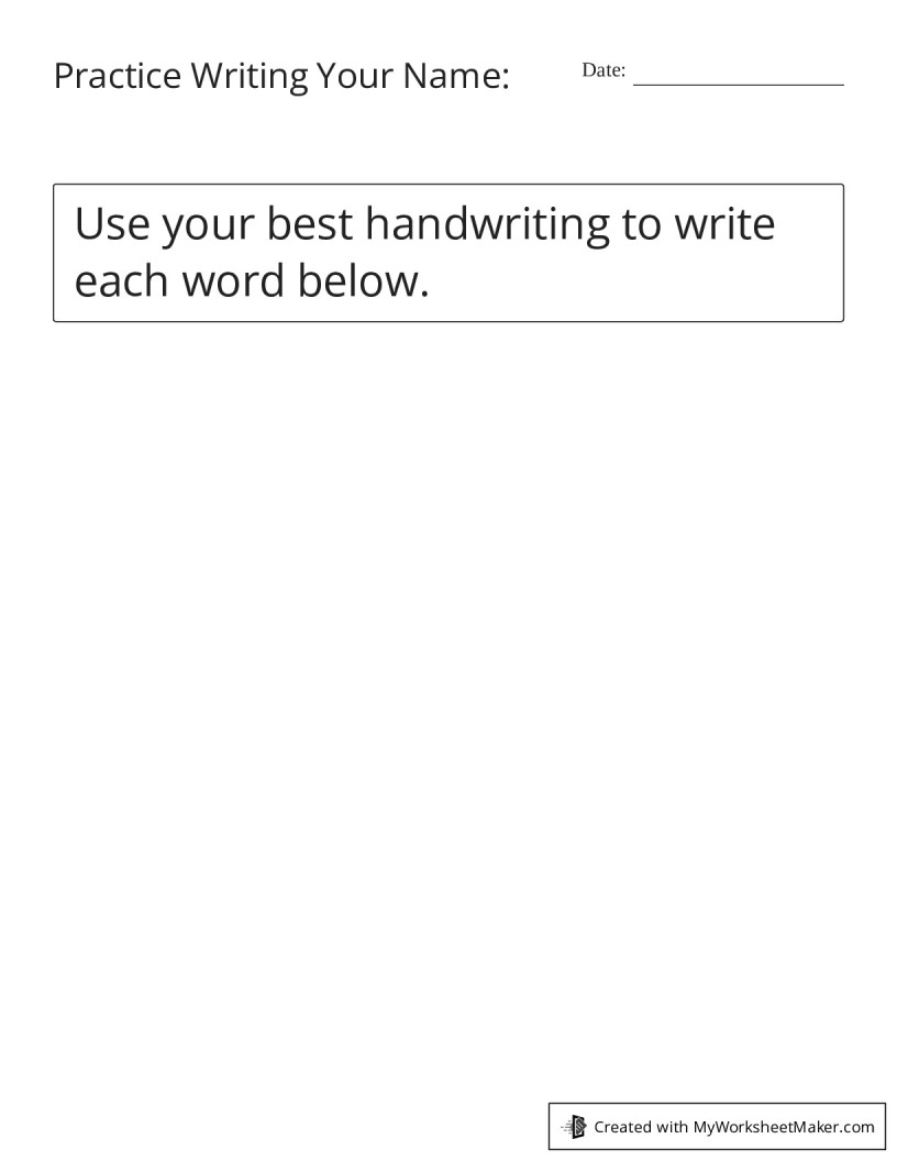 Practice Writing Your Name: - My Worksheet Maker: Create Your Own ...