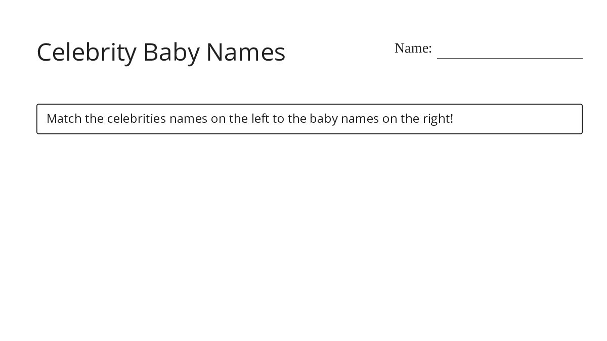 Celebrity Baby Names - My Worksheet Maker: Create Your Own Worksheets